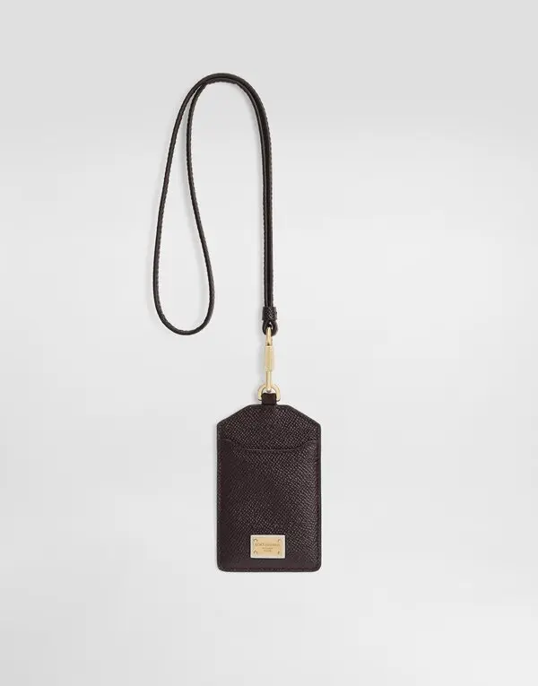 Dolce & Gabbana Dauphine Calfskin Keychain With Plate - Bordeaux