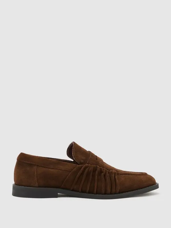 REISS Dani Suede Penny Loafers