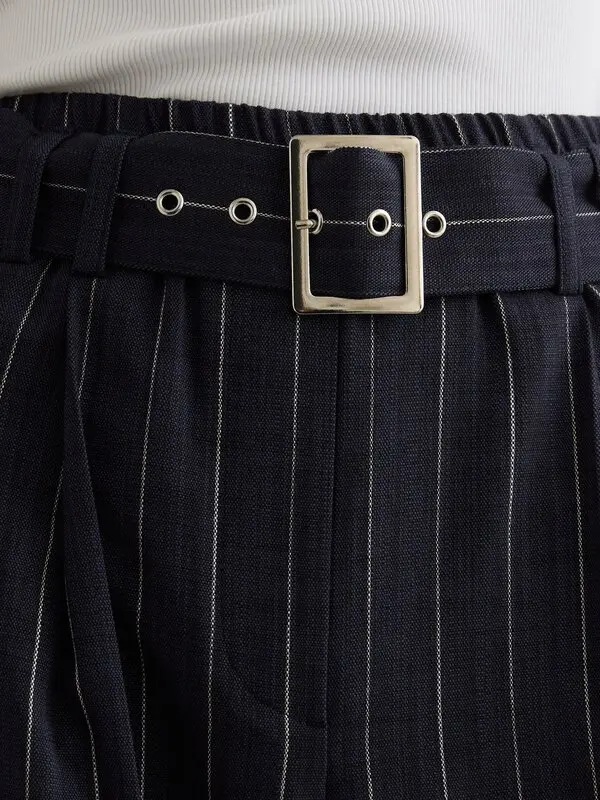 REISS Rae Pinstripe Belted Wide-leg Trousers