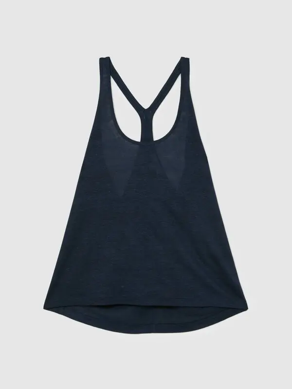 REISS Lidie Linen Racer-back Vest - Navy