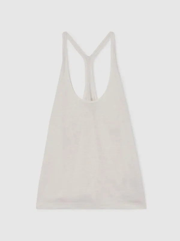 REISS Lidie Linen Racer-back Vest - White