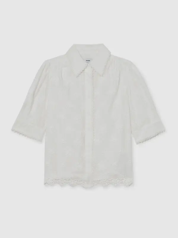 REISS Floral-embroidered Shirt