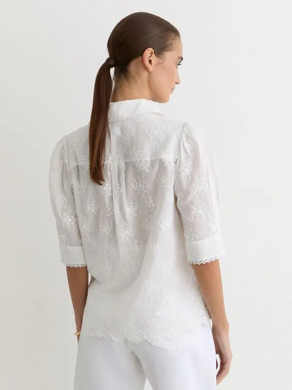 REISS Floral-embroidered Shirt