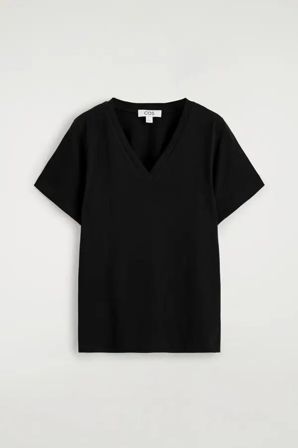 Cos Cotton V-neck T-shirt - Black
