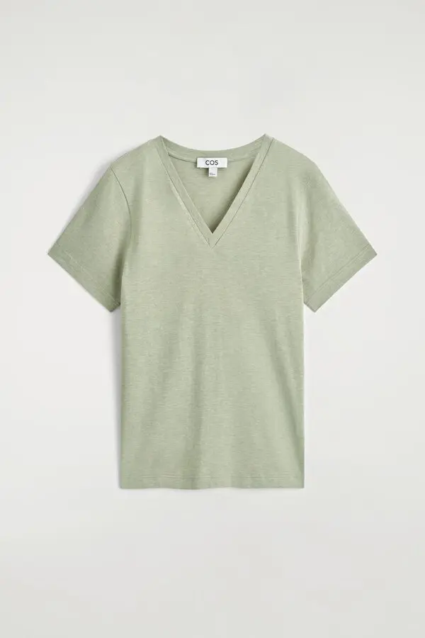 Cos Cotton V-neck T-shirt - Green