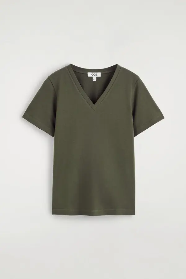 Cos Cotton V-neck T-shirt - Green