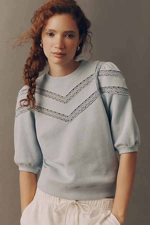 Rails Adria Cotton Puff-sleeve Sweater - Sky