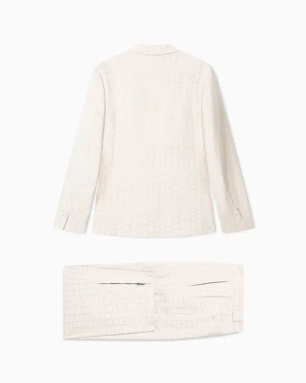 Giorgio Armani Jacquard Viscose And Linen Single-breasted Suit