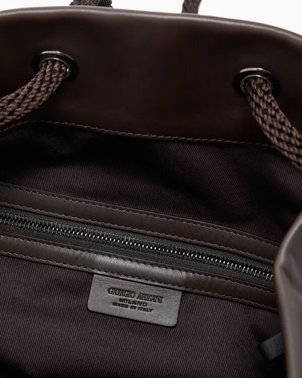 Giorgio Armani Raffia And Leather Backpack