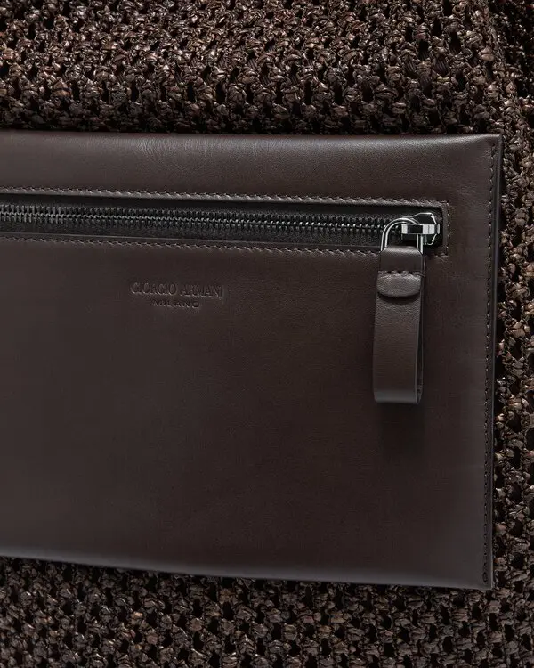 Giorgio Armani Raffia And Leather Backpack
