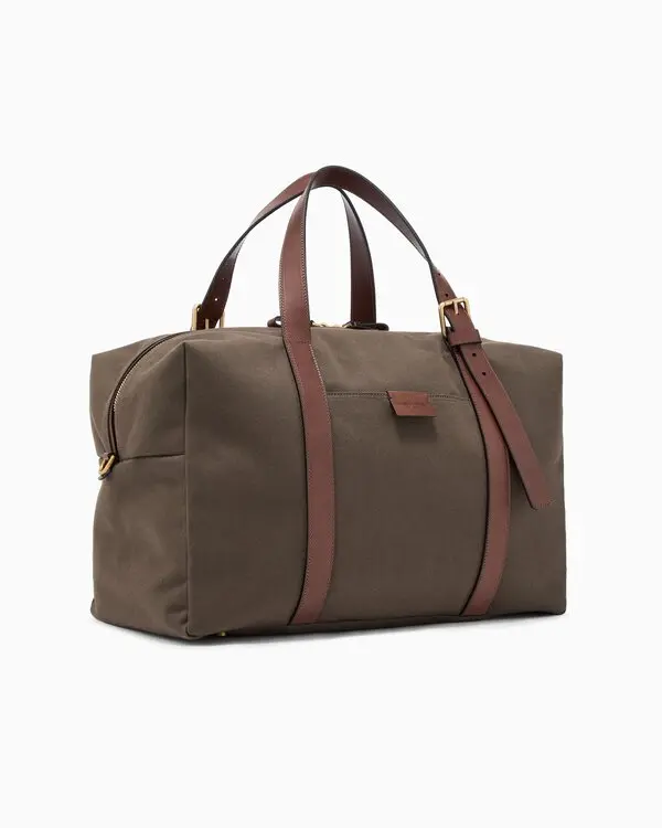 Giorgio Armani Canvas And Leather Duffle Bag - Brown