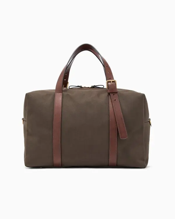 Giorgio Armani Canvas And Leather Duffle Bag - Brown