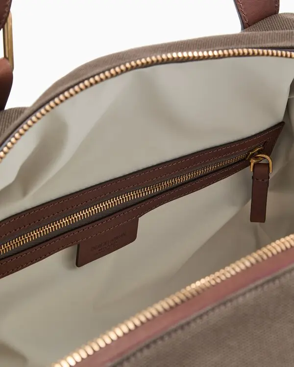 Giorgio Armani Canvas And Leather Duffle Bag - Brown