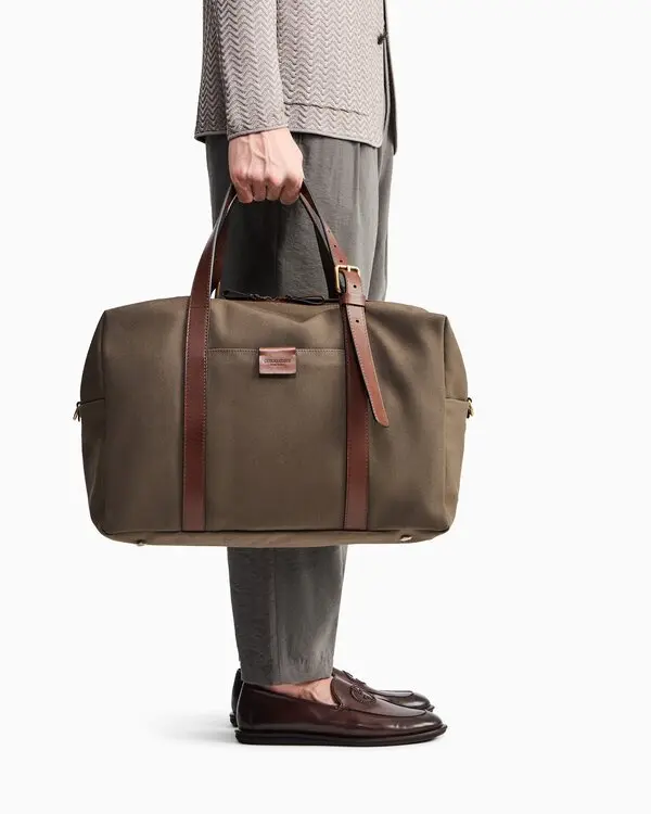 Giorgio Armani Canvas And Leather Duffle Bag - Brown