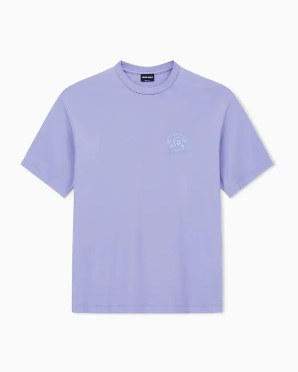 Giorgio Armani Cotton And Modal T-shirt With Embroidery - Purple