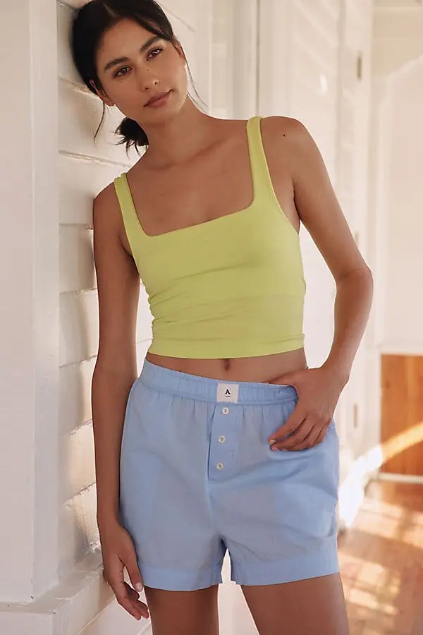 LYREBIRD Square-neck Shelf-bra Tank Top - Limeade