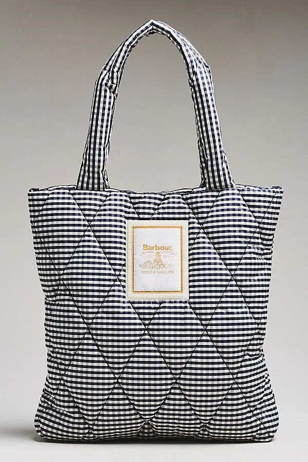 Barbour Riah Gingham Quilted Tote Bag - Gingham Check