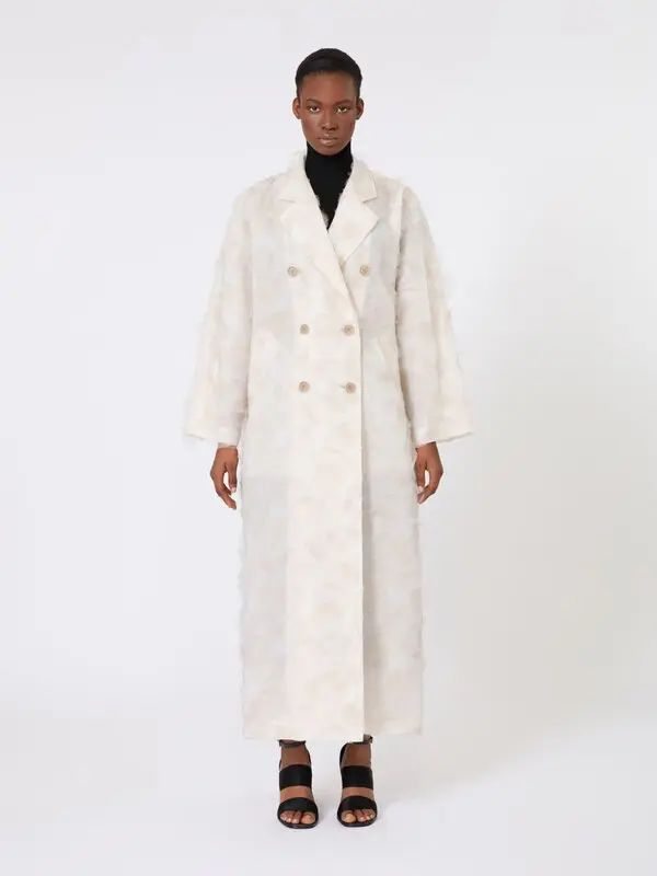 Max Mara Fil Coupé Jacquard Overcoat - Sand