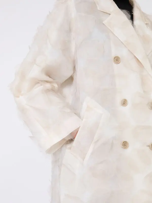Max Mara Fil Coupé Jacquard Overcoat - Sand