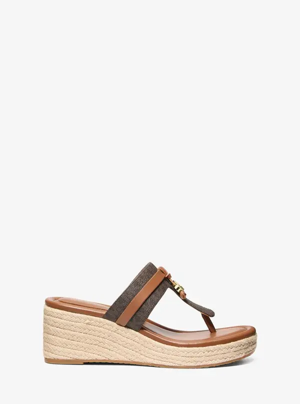 Michael Kors Zoe Logo Wedge Sandal - Brown