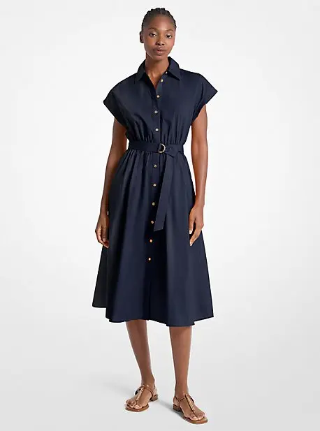 Michael Kors Cotton Poplin Midi Dress - Blue