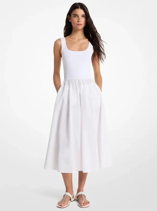 Michael Kors Viscose Blend Midi Dress - White