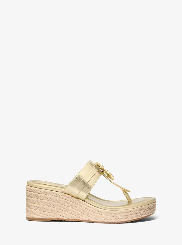 Michael Kors Zoe Metallic Wedge Sandal - Gold