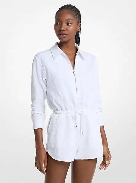Michael Kors Logo Jacquard Romper - White