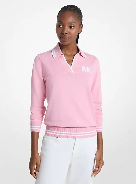 Michael Kors Cotton-blend Polo Sweater - Pink