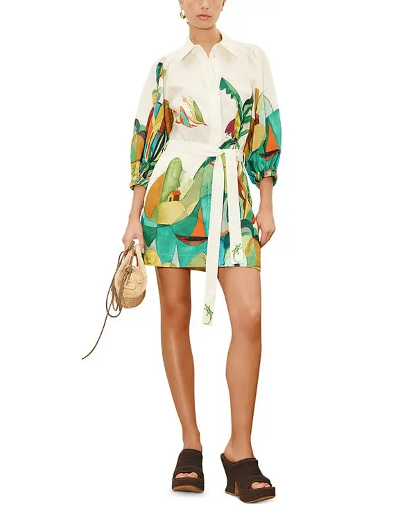ALEMAIS Mokshini Printed Linen Mini Shirt Dress - Multi