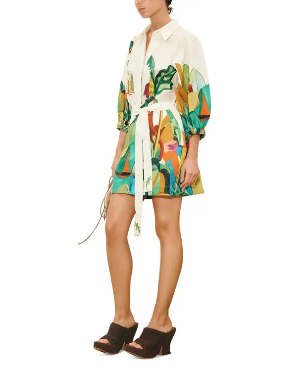 ALEMAIS Mokshini Printed Linen Mini Shirt Dress - Multi