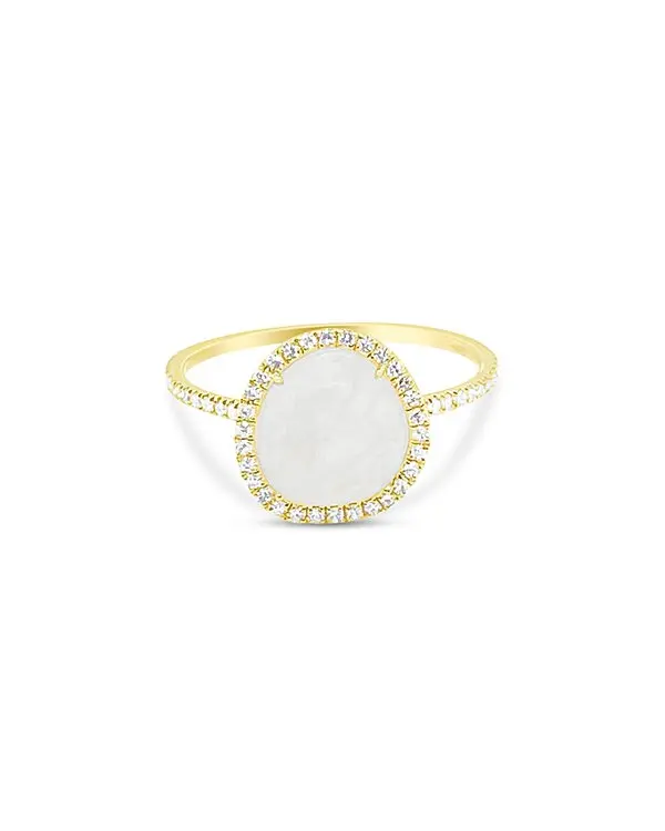 Meira T 14k Yellow Rainbow Moonstone And Diamond Ring - Gold