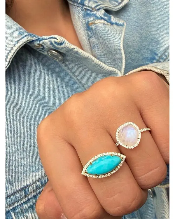Meira T 14k Yellow Rainbow Moonstone And Diamond Ring - Gold
