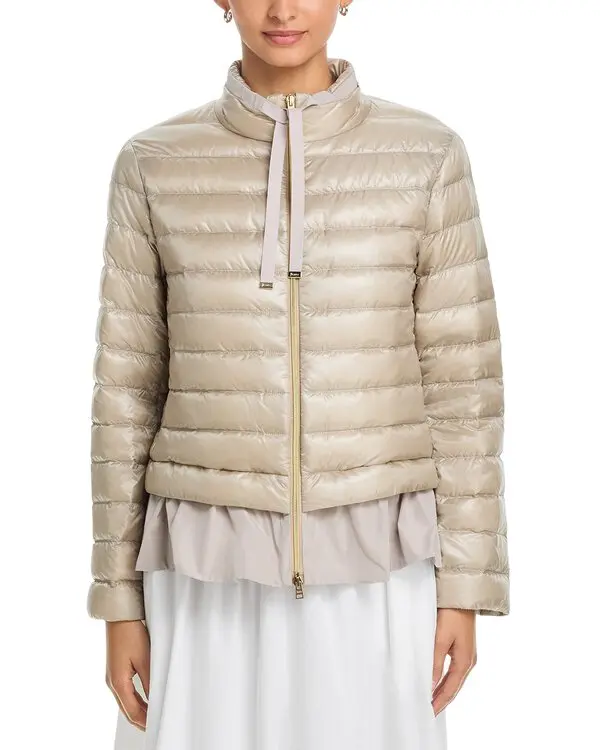 Herno Quilted Ruffle Hem Coat
