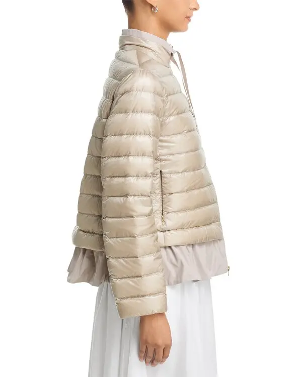 Herno Quilted Ruffle Hem Coat