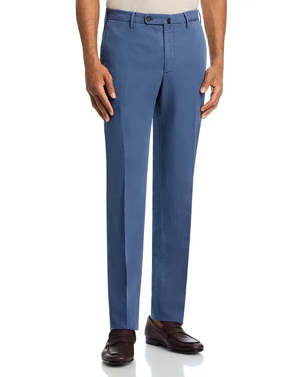 SLOWEAR Incotex Regular Fit Linen & Cotton Chinolino Pants - Blue