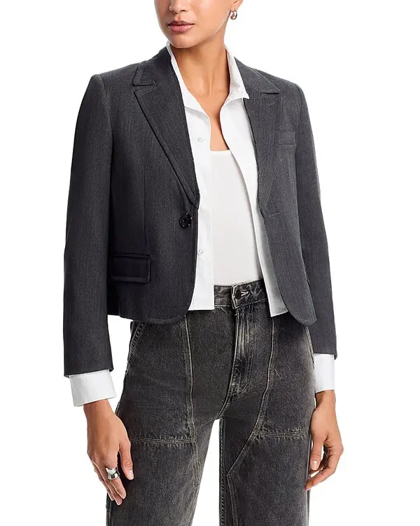 MAISON MARGIELA Cropped Blazer - Dark Grey Melange