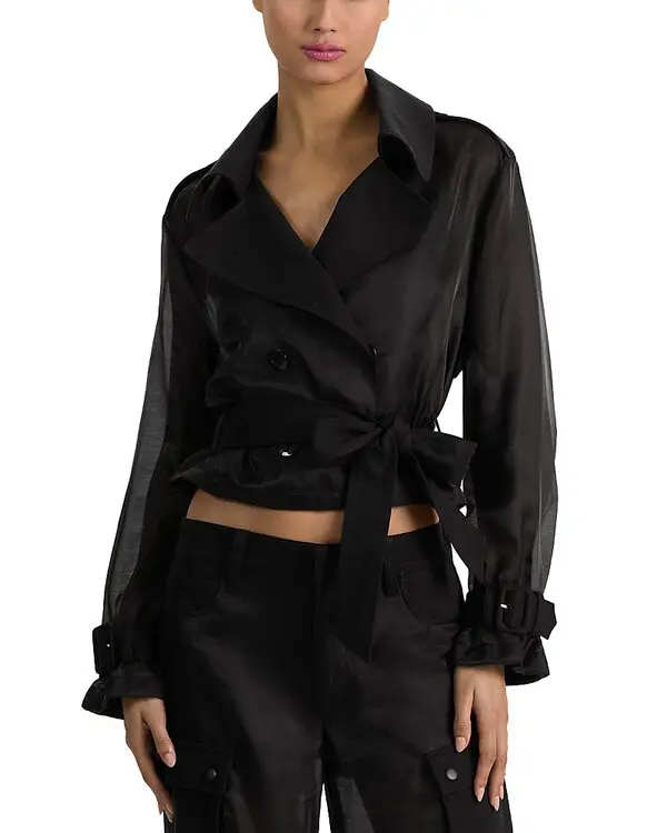 Alice + Olivia Keith Sheer Mixed Media Jacket - Black