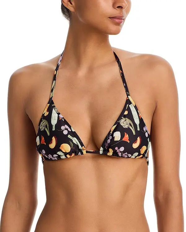 Aqua X Lisa Says Gah Printed Bikini Top - Black Multi