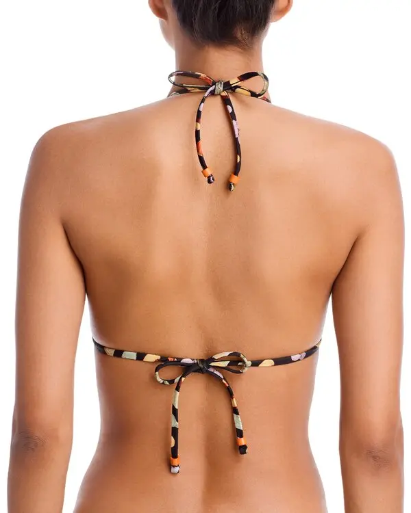 Aqua X Lisa Says Gah Printed Bikini Top - Black Multi