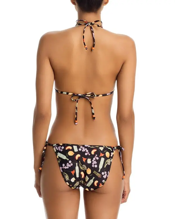Aqua X Lisa Says Gah Printed Bikini Bottom - Black Multi