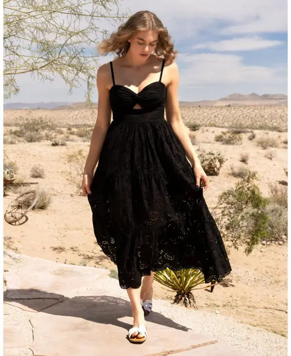 CHANGE OF SCENERY Jillian Embroidered Eyelet Tiered Maxi Dress