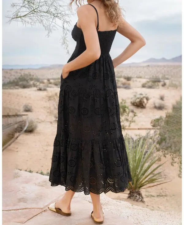 CHANGE OF SCENERY Jillian Embroidered Eyelet Tiered Maxi Dress
