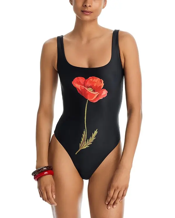 Aqua X Lisa Says Gah Printed One-piece Swimsuit - Black Floral