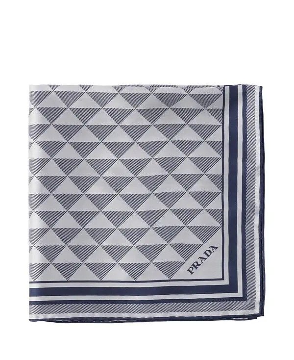 Prada Jacquard Silk Scarf 55x55 - Blue