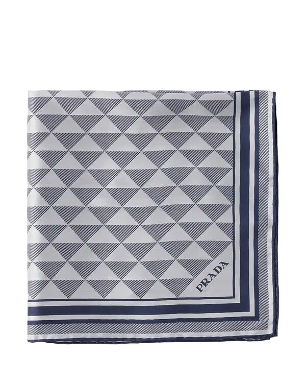 Prada Jacquard Silk Scarf 55x55 - Blue