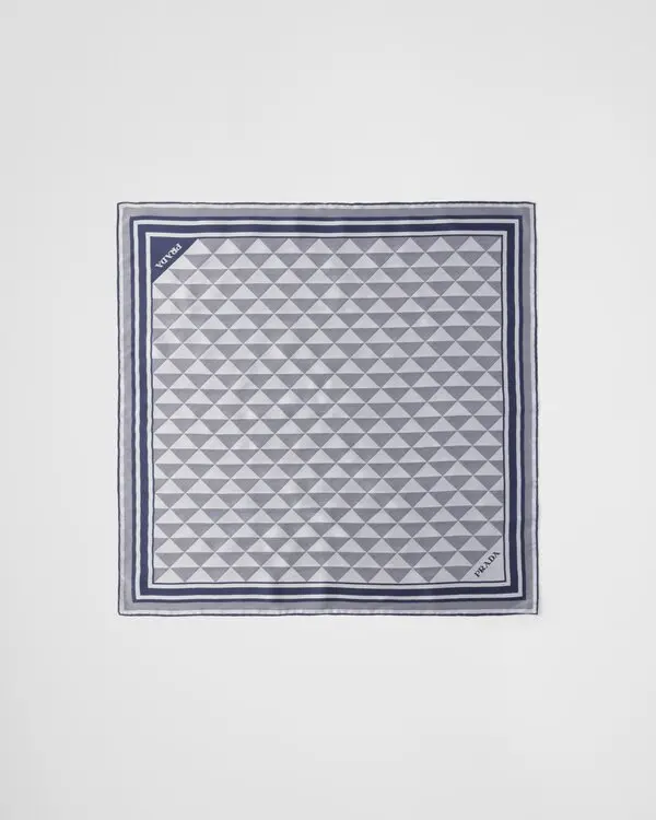 Prada Jacquard Silk Scarf 55x55 - Blue