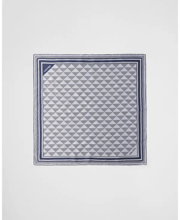 Prada Jacquard Silk Scarf 55x55 - Blue
