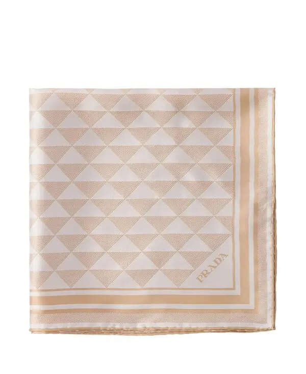 Prada Jacquard Silk Scarf 55x55 - Brown
