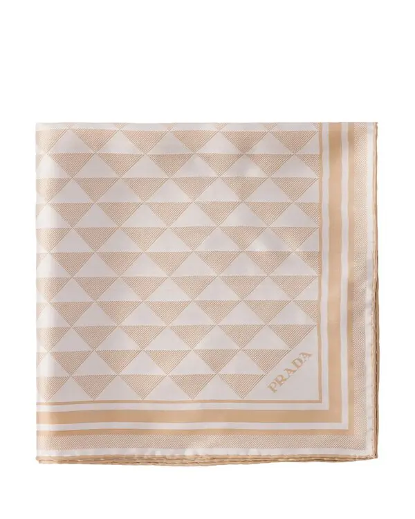 Prada Jacquard Silk Scarf 55x55 - Brown